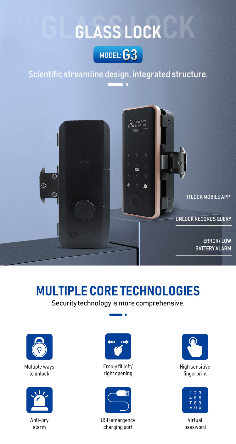 China G3 – Glass Door Lock App Fingerprint Remote Unlocking Full ...